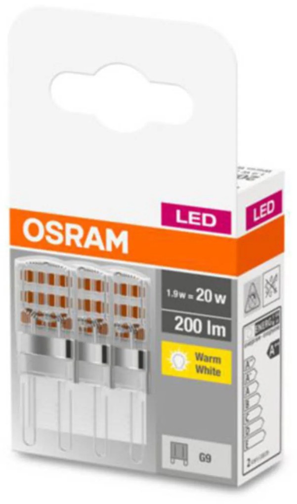 OSRAM LED žárovka s paticí G9 1,9W 2 700K čirá 3 kusy