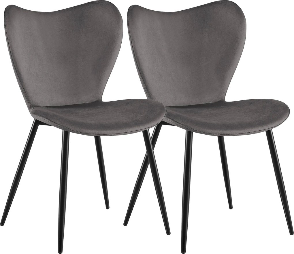 Sada 2 jídelních židlí Maika samet – tmavě šedá