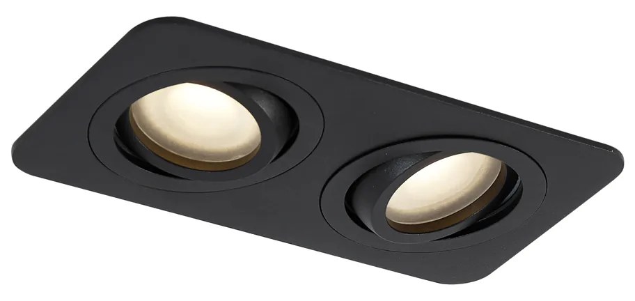Kulaté zapuštěné bodové svítidlo černé GU10 50mm otočné a naklápěcí IP44 2-světla - Alberto