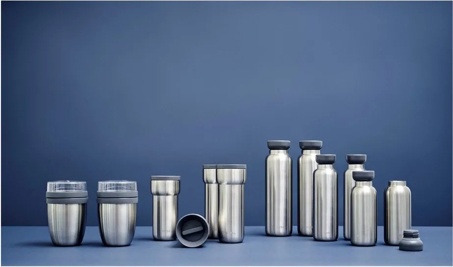 Světle červená/ve stříbrné barvě termoska na jídlo z nerezové oceli 500 ml Ellipse – Mepal
