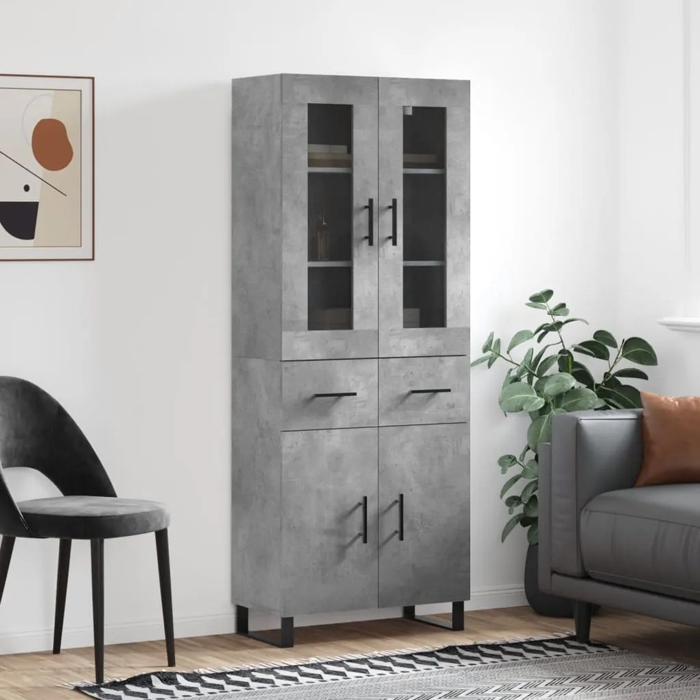 Skříň highboard betonově šedá 69,5x34x180 cm kompozitní dřevo - Default Title