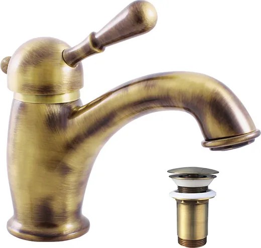 Slezák Rav Labe Stará mosaz umyvadlová retro baterie s otvíráním odpadu L427.0SM