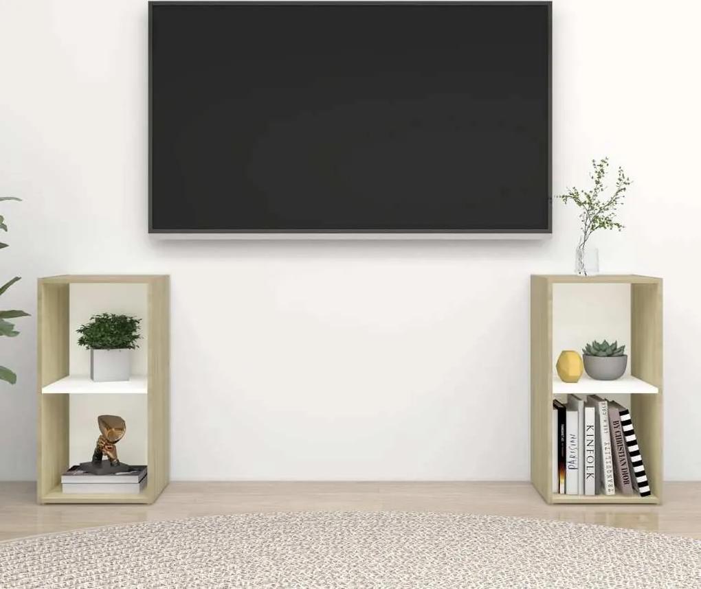 vidaXL TV skříňky 2 ks 72 x 35 x 36,5 cm dřevotříska [3079901] Barva: Bílá