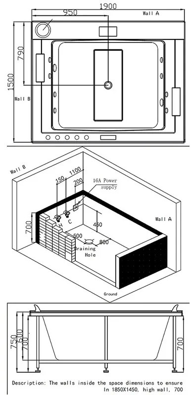 BPS-koupelny Hydromasážní vana HYD-KA914WH 190x150 BÍLÁ s ohřevem vody