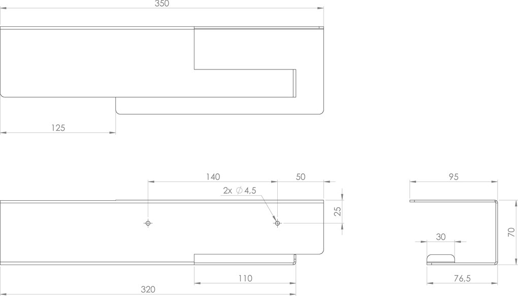 Sapho Sapho, Držák toaletního papíru s poličkou 35cm, černá matná, 33214