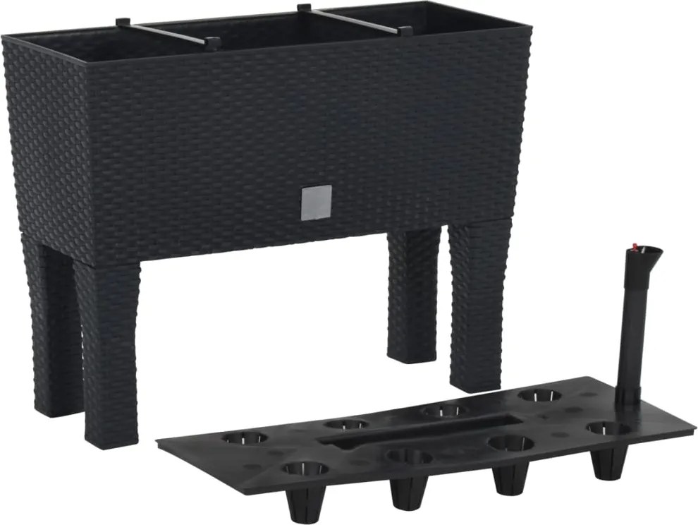 Vyvýšený záhon antracitový 60 x 25 x 46 cm PP ratan 152208