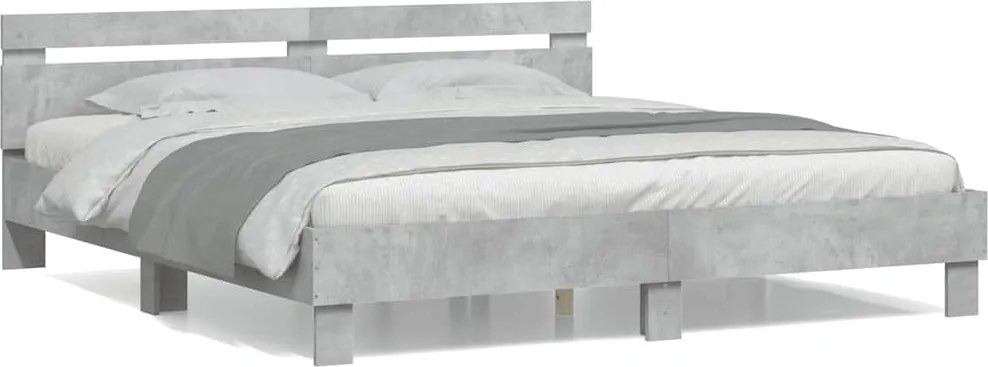 Rám postele s čelem betonově šedý 200 x 200 cm kompozitní dřevo 3207395