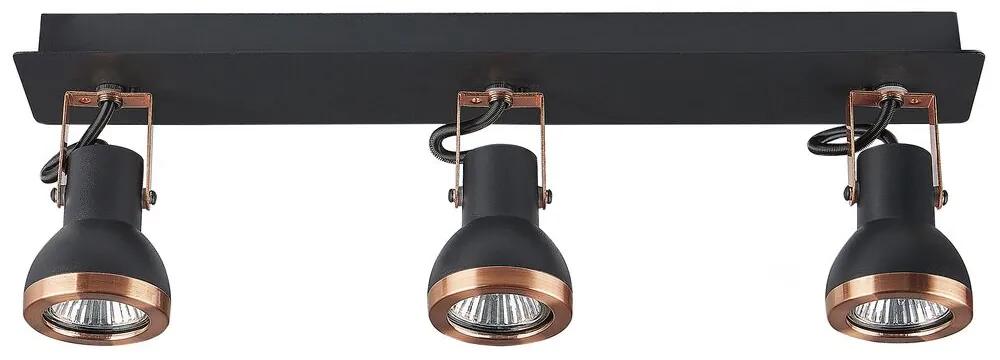 Obdélníková stropní lampa se 3 žárovkami černá/měděná BARO Beliani