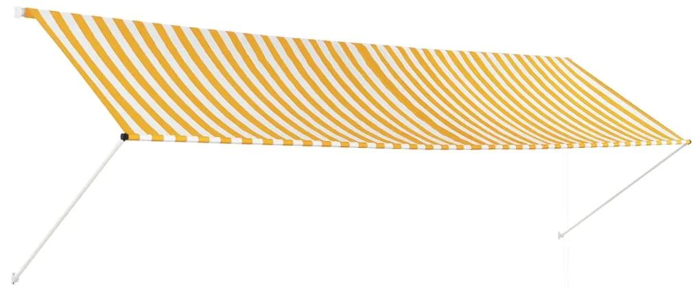 Zatahovací markýza žluto-bílá 400 x 150 cm,  143757