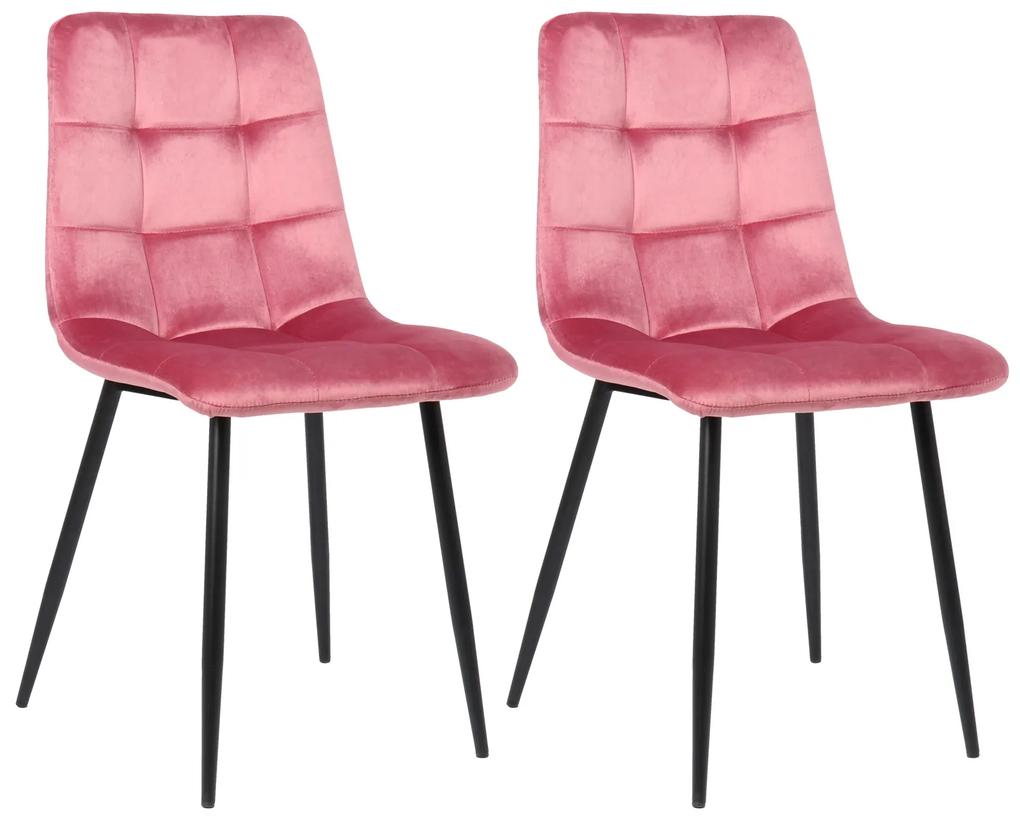 Jídelní židle Dornoch - 2 ks - samet | růžové