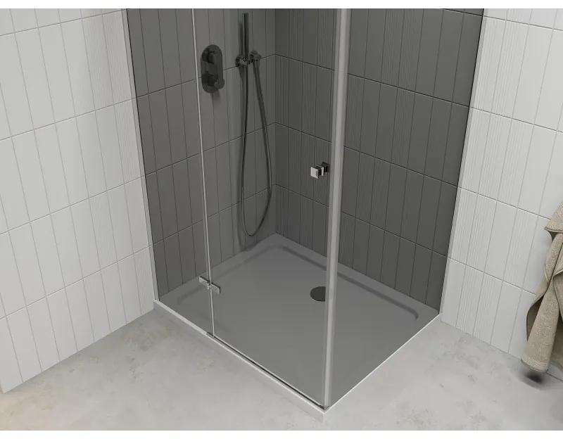 Mexen Roma sprchový kout s otočnými dveřmi 80 x 100 cm, Grafitově černá, Chromovaná + sprchová vanička Flat, Bílá - 854-080-100-