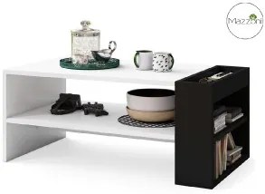 Casarredo Konferenční stolek s regálem NEFRI 100x55 cm bílá/černá