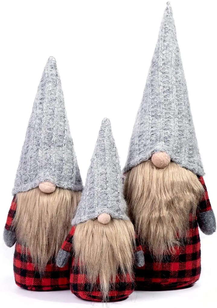Tutumi, Vánoční trpaslík 30cm YX055, šedá-červená, CHR-03009