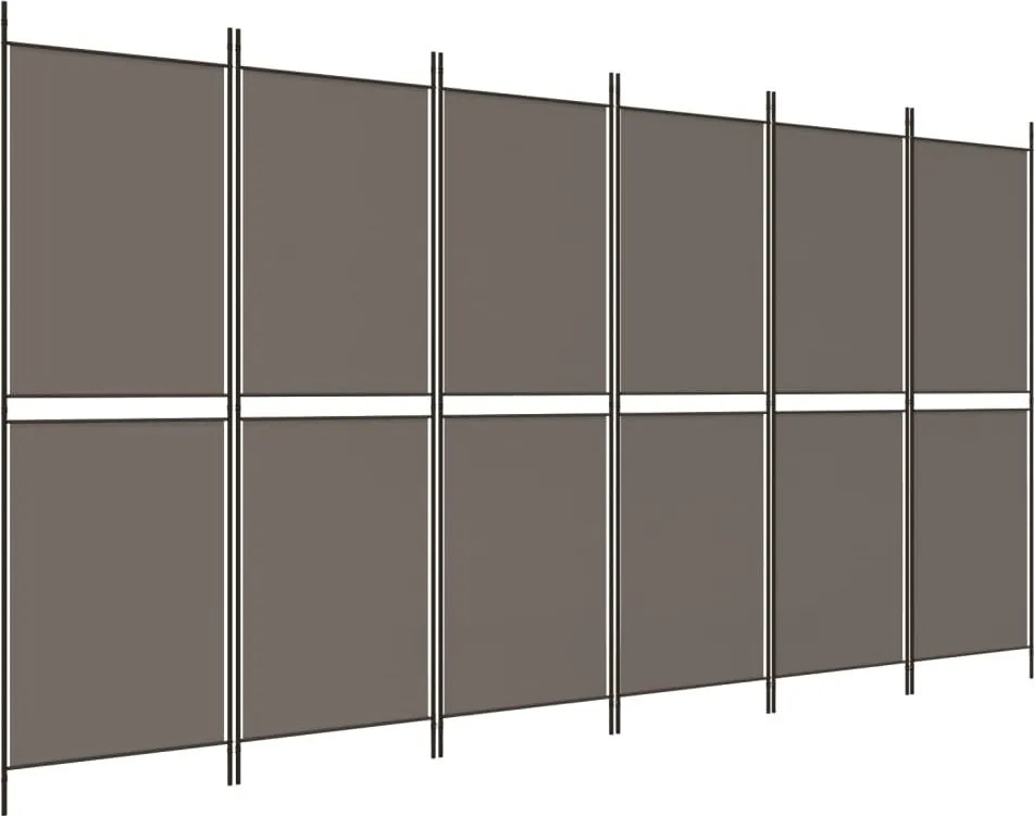 vidaXL 6dílný paraván 300x200 cm textil [350238] Barva: antracitová