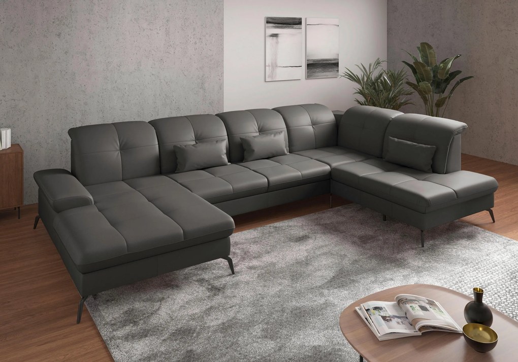 XXXLutz SEDACÍ SOUPRAVA, textil, kůže, antracitová Sit & More - Sedací soupravy - 00014401175M