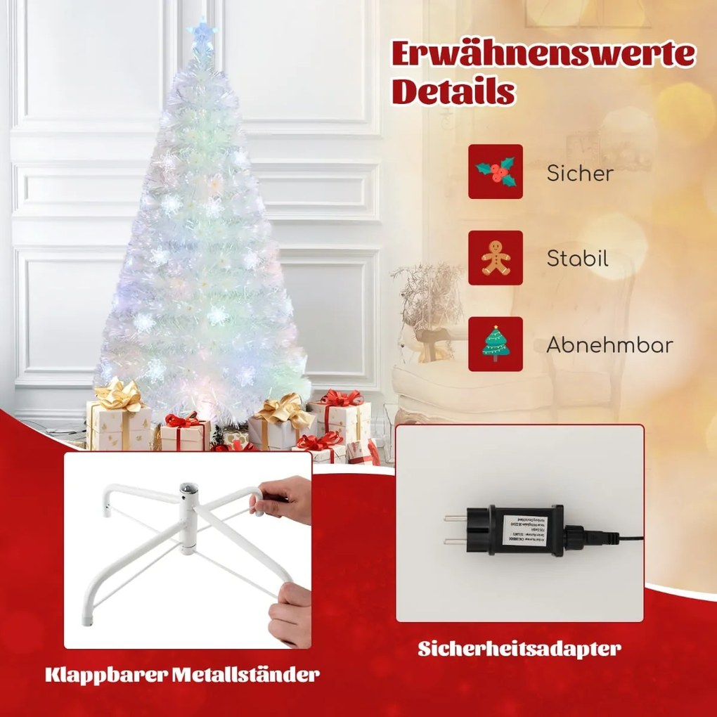Costway Umělý vánoční stromek 150 cm s barevnými LED světly