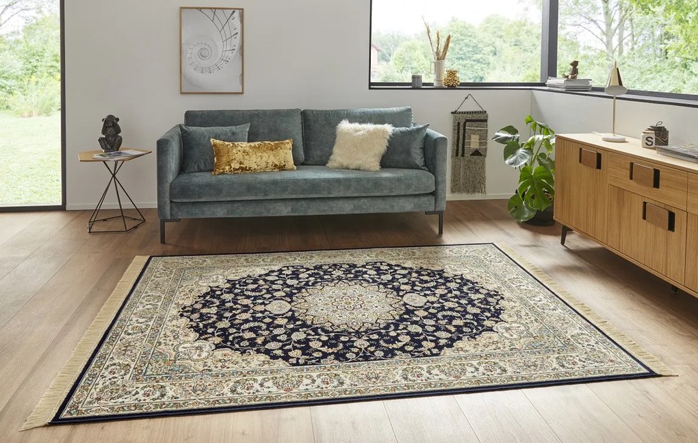 Nouristan - Hanse Home koberce Kusový koberec Naveh 104378 Darkblue/Cream - 160x230 cm