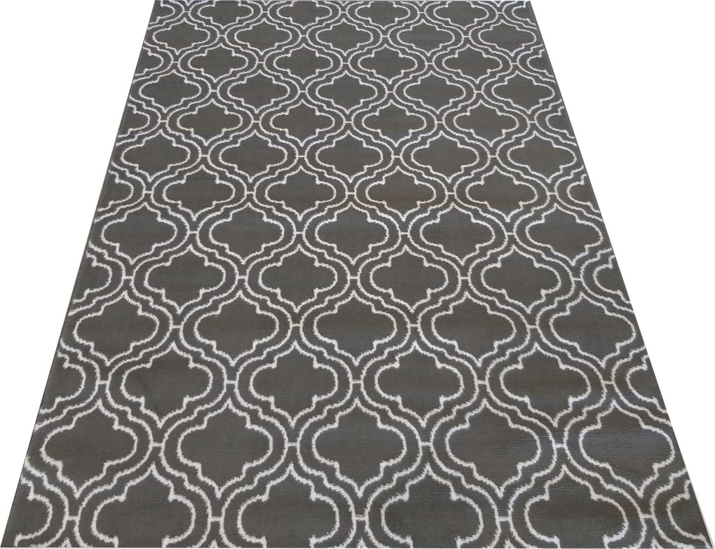 DY Šedobílý koberec s geometrickým vzorem Soho 01 Rozměr: 80x150 cm