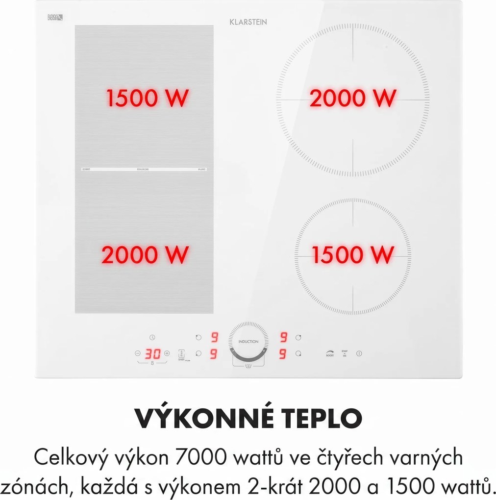 Klarstein Delicatessa 60 Hybrid, indukční varná deska, vestavná, 7000 W, 4 zóny