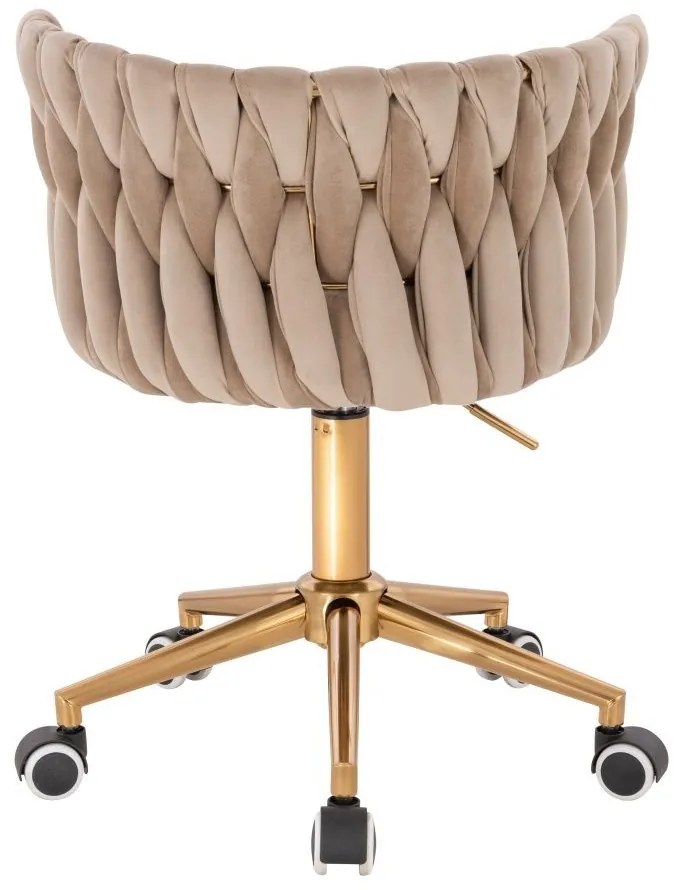 LuxuryForm DESIGN Otočná židle LYON VELUR na zlaté podstavě s kolečky - latte