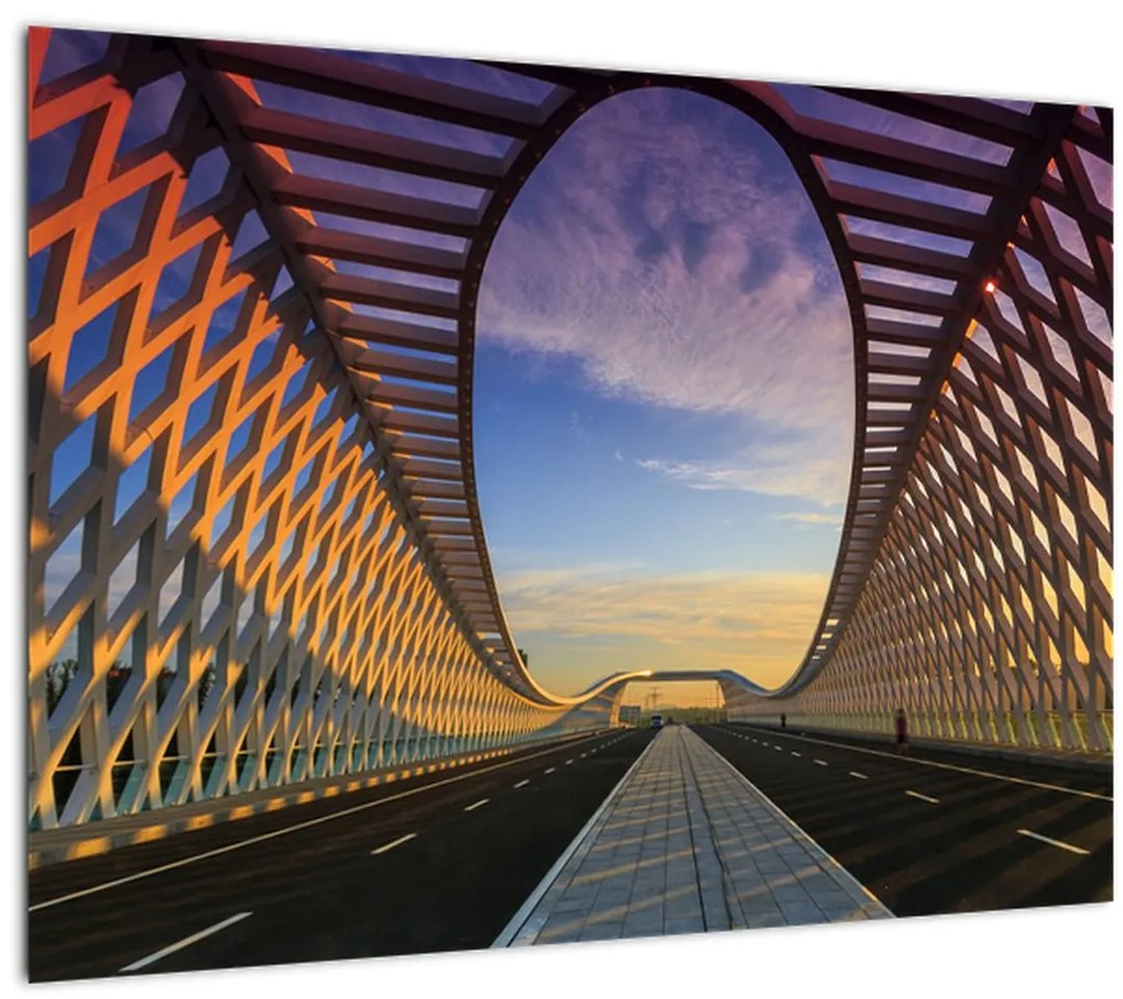 Skleněný obraz moderní architektury mostu (70x50 cm)