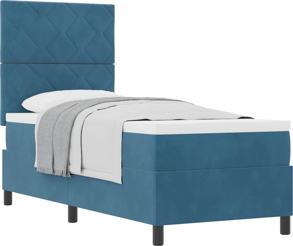 Postel s boxspringem s čelo Tmavě modrá 80 x 200 cm samet 3339864