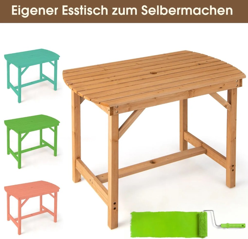 Costway Stůl z jedlového dřeva terasový – 100 × 60,5 × 75 cm, přírodní