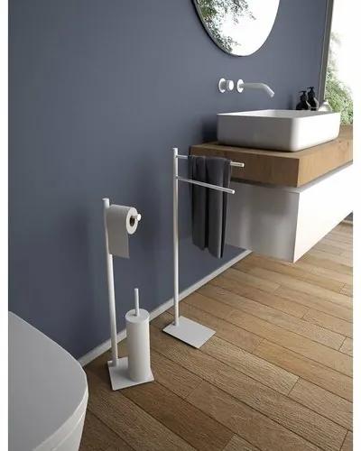 GEDY TR3222 Trilly stojan s držákem na toaletní papír a WC štětkou, hranatý, bílá matná