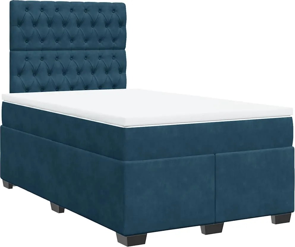 Box spring postel s matrací modrá 120 x 190 cm samet 3293168