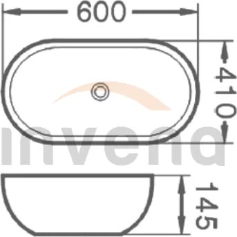 Invena Teja, umyvadlo na desku 600x420x145 mm, bílá lesklá, INV-CE-09-001-C