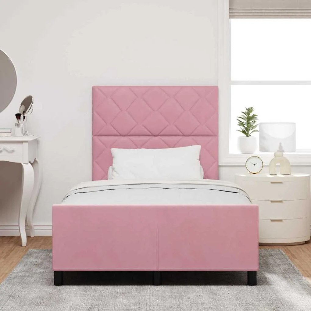 Postel s boxspringem s čelo Růžová 120 x 200 cm samet 3345004