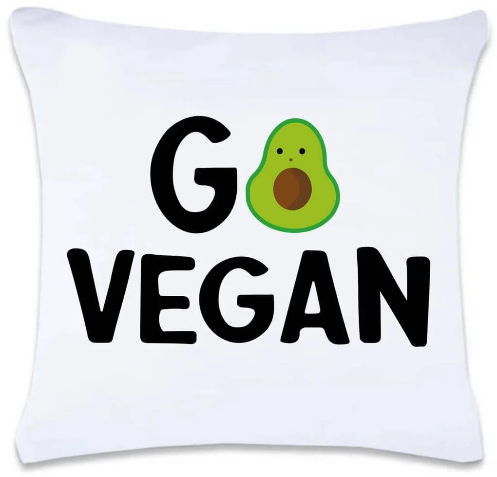 Super plecháček Dekorační polštář s potiskem Go vegan 40 x 40 cm Oboustranný tisk: NE