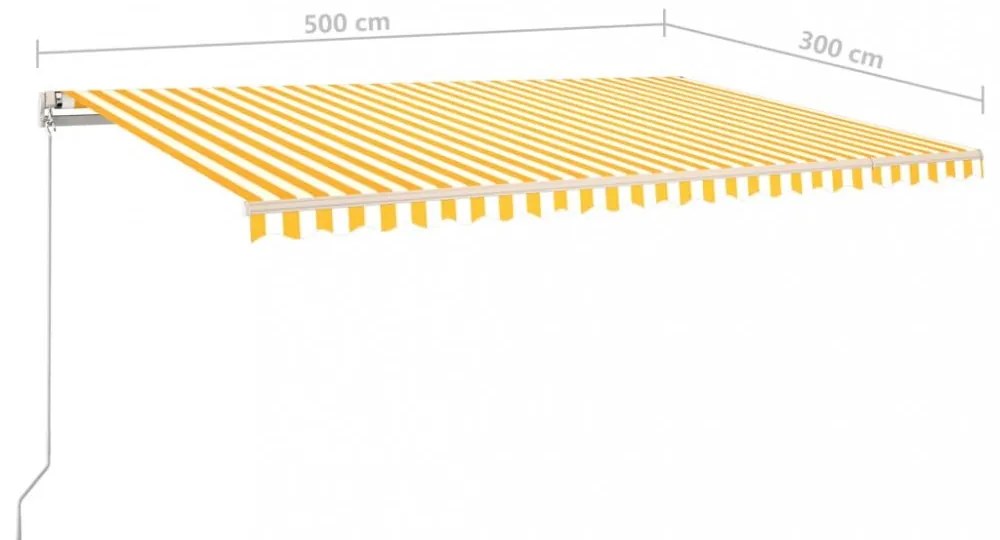 Volně stojící ručně zatahovací markýza 500x300 cm Dekorhome Hnědá / oranžová