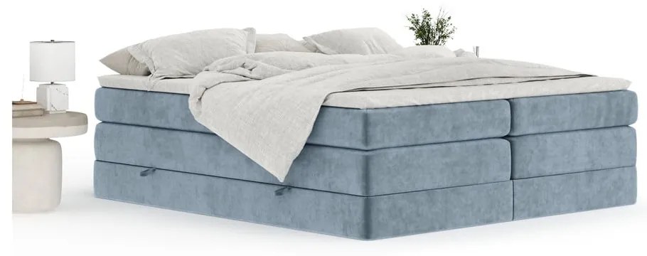 Modrá boxspring postel s úložným prostorem/bez čela 160x200 cm Juniper – Maison de Rêve