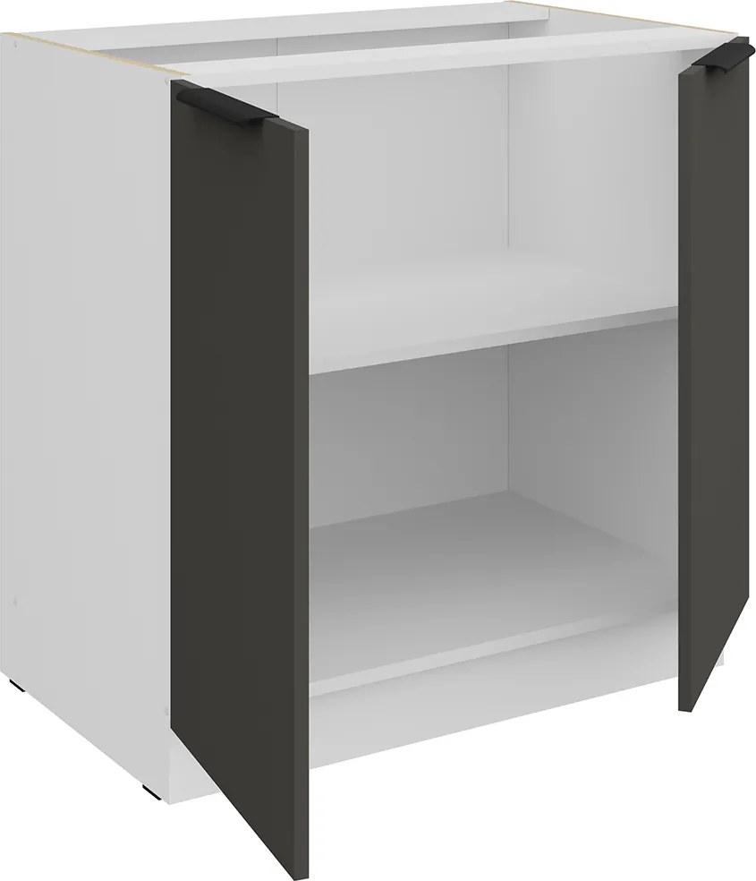 ARIA po | dolní skříňka 80 D 2F policová | 80 cm | ANTI FINGERPRINT povrch | bílá/šedá grafit