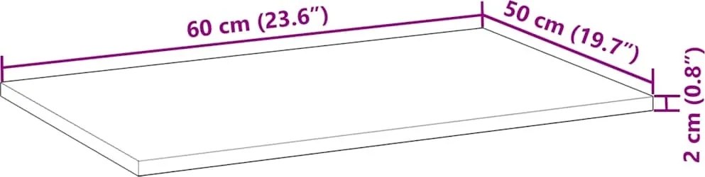 vidaXL Stolní deska obdélníková 60 x 50 x 2 cm masivní akáciové dřevo [4008818] Barva: S olejovou povrchovou úpravou