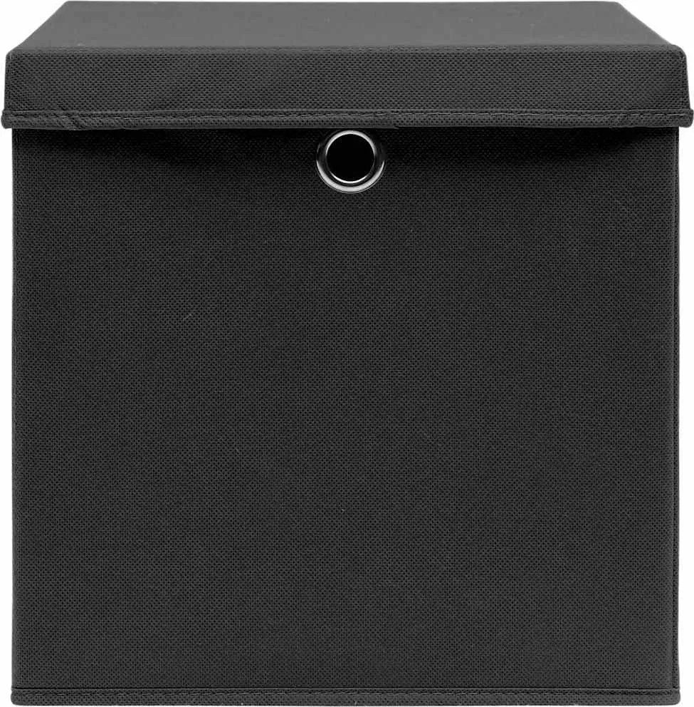 Úložné boxy s víky 10 ks 28 x 28 x 28 cm černé 325190