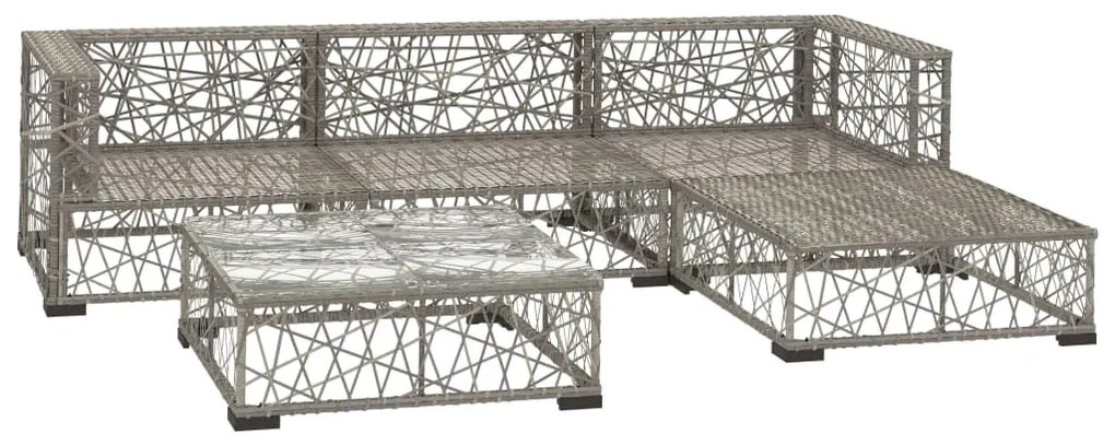 vidaXL Marketos 5dílná zahradní sedací souprava s poduškami polyratan šedá