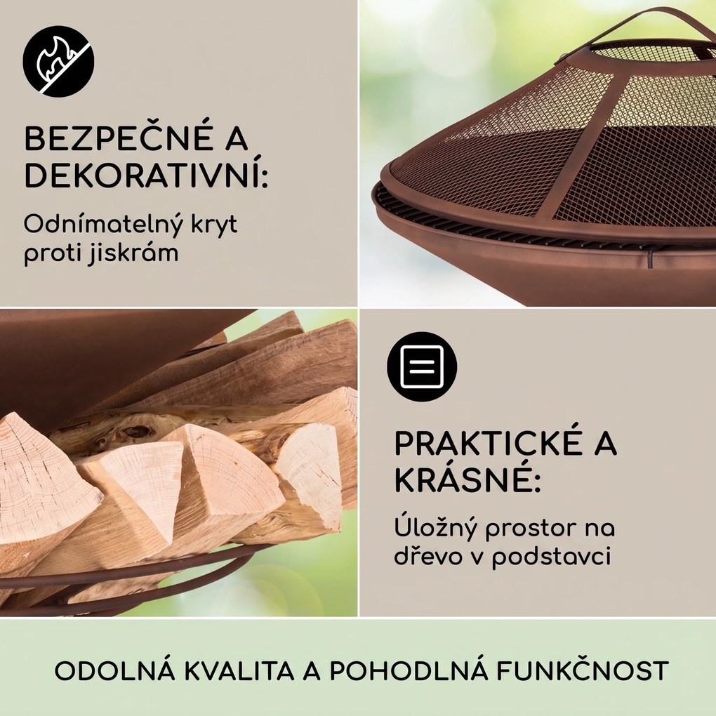 Blumfeldt Aguilera, ohniště s grilem, Ø 65 cm, úložný prostor na dřevo, ocel
