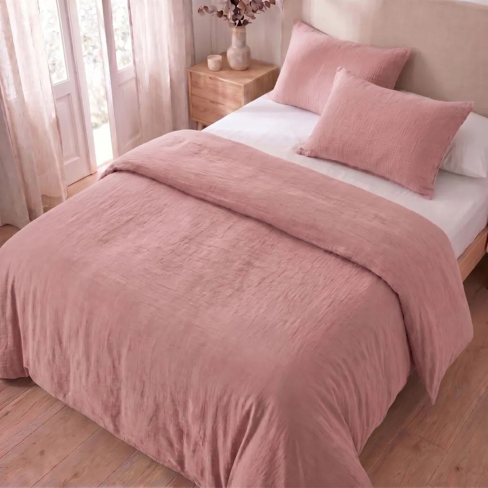 Kvalitex Mušelínové povlečení růžové 1x 200/200, 2x 70/90cm