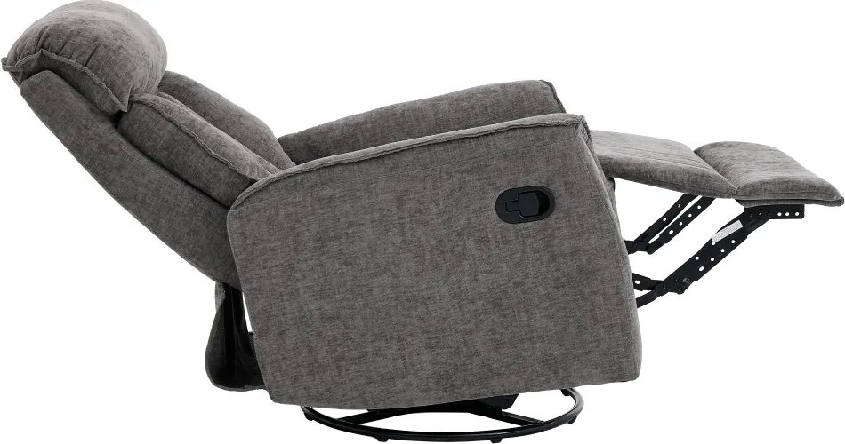 Polohovací TV křeslo SAMAL s houpáním a otočným mechanismem — látka, šedá