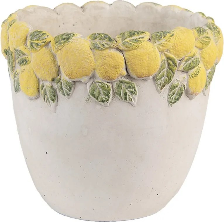 Cementový květináč lemovaný citróny Lemoni S - Ø 16*15 cm