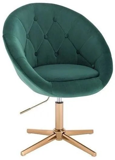 LuxuryForm DESIGN Křeslo VERA VELUR na zlatém kříži - zelené
