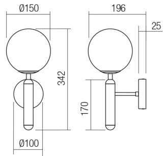 Redo 01-3127 - Nástěnná lampa HAIKU 1xE14/28W/230V černá