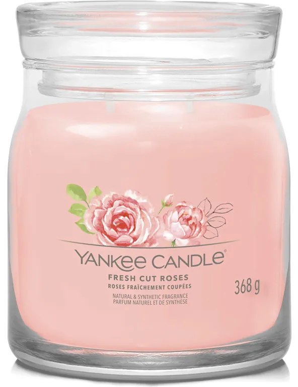 Yankee Candle – Signature svíčka Fresh Cut Roses (Čerstvě nařezané růže) Velikost: střední 368 g