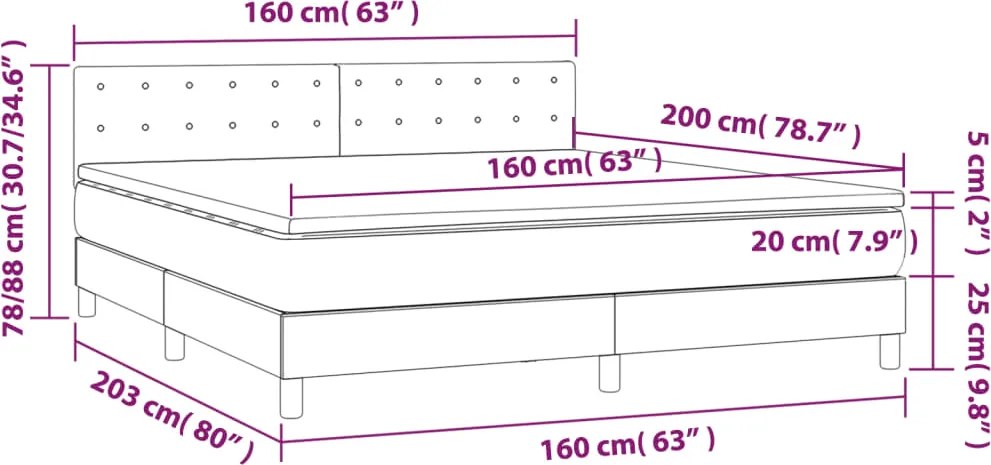 Box spring postel s matrací tmavě hnědá 160x200 cm textil 3140388