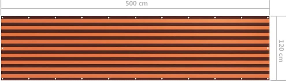 Balkónová zástěna oranžovo-hnědá 120 x 500 cm oxfordská látka 134934