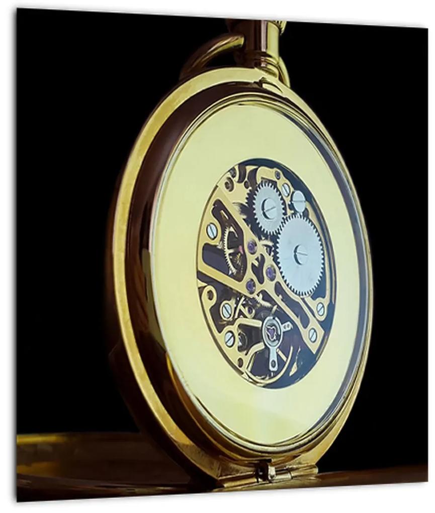 Obraz zlatých kapesních hodinek (30x30 cm)