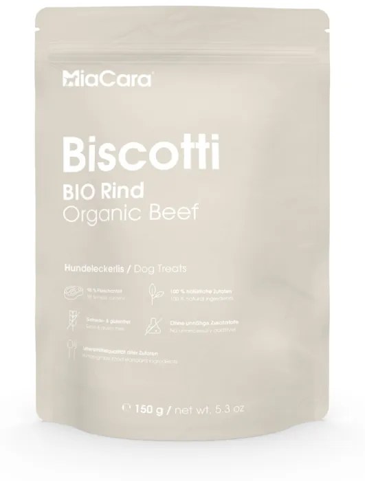 BIO pamlsky pro psy MiaCara Biscotti hovězí 150g