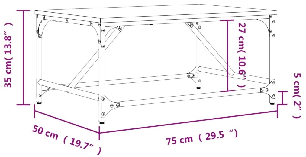 Konferenční stolek hnědý dub 75 x 50 x 35 cm kompozitní dřevo - Default Title